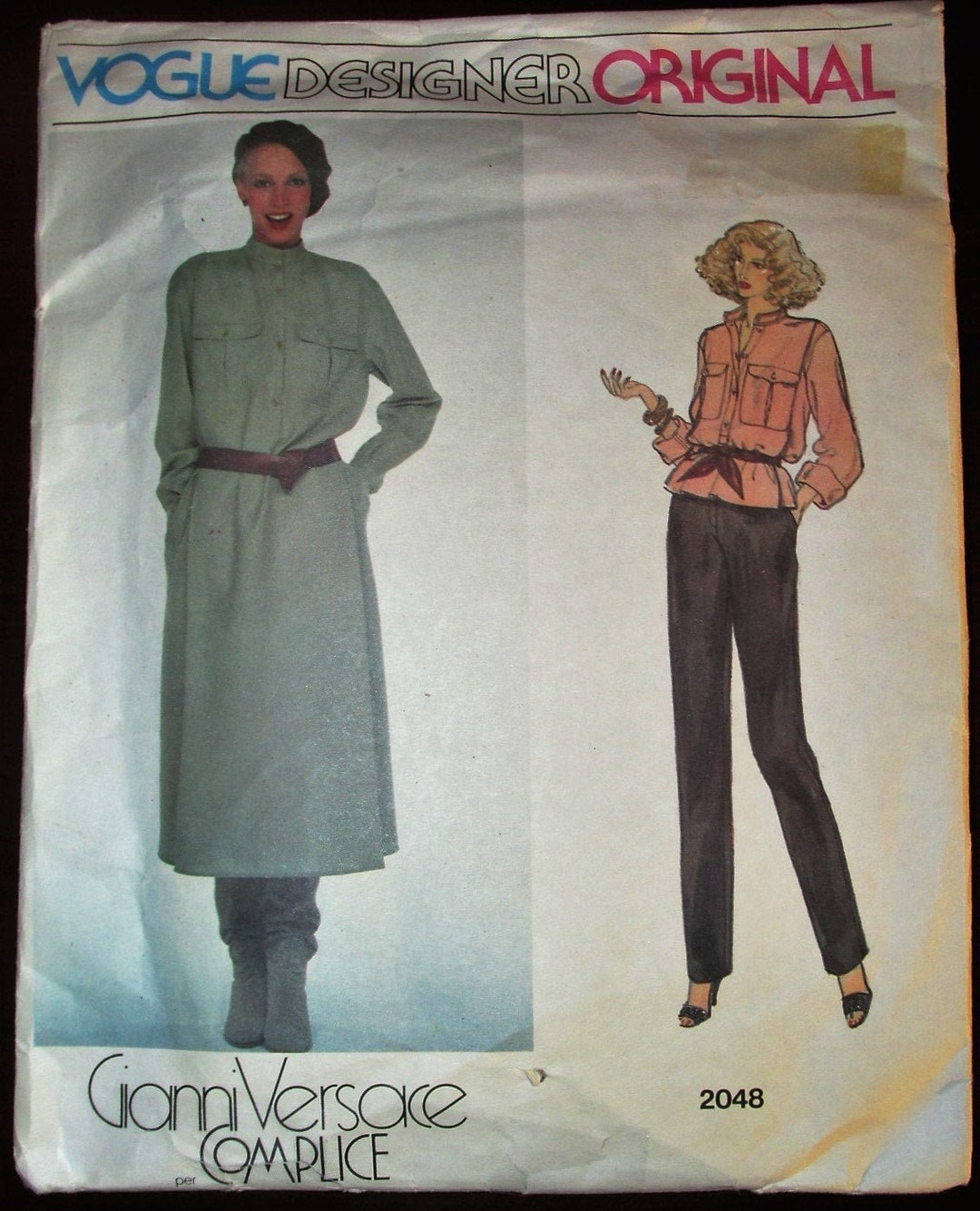 Vogue 2048 1970s Gianni Versace for Complice Dress Top and Pants Size ...