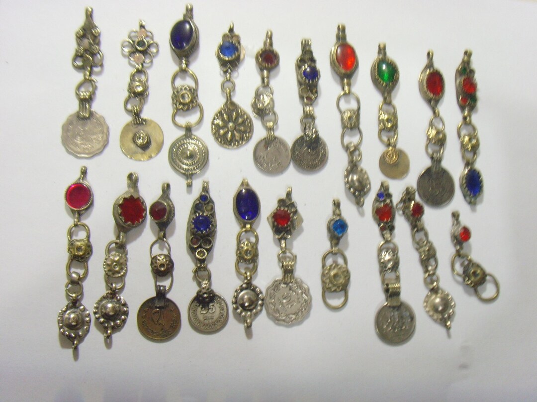20 Antique Tribal Nomadic Jewelry Components Pendants Lot Central Asia ...