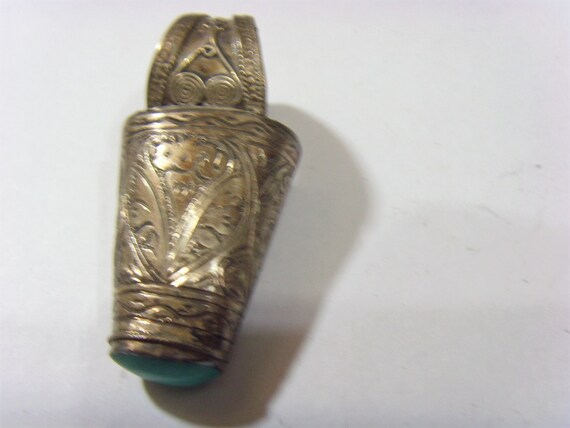antique high tower 2 inch tall minaret silver oval tu… - Gem