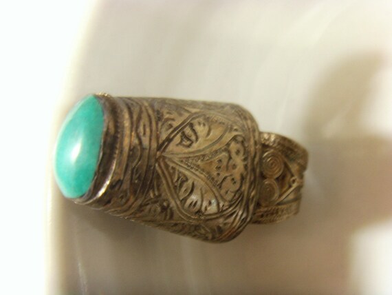 antique high tower 2 inch tall minaret silver oval tu… - Gem