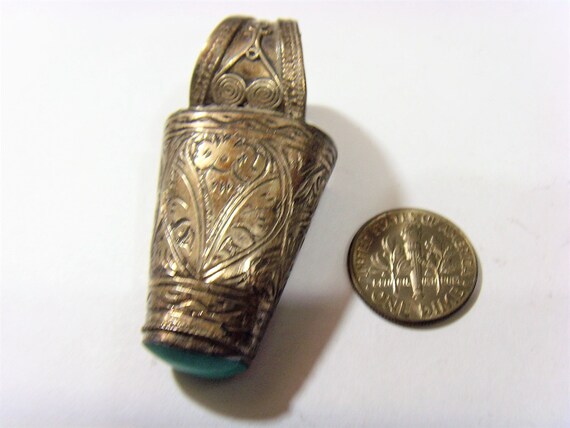 antique high tower 2 inch tall minaret silver oval tu… - Gem