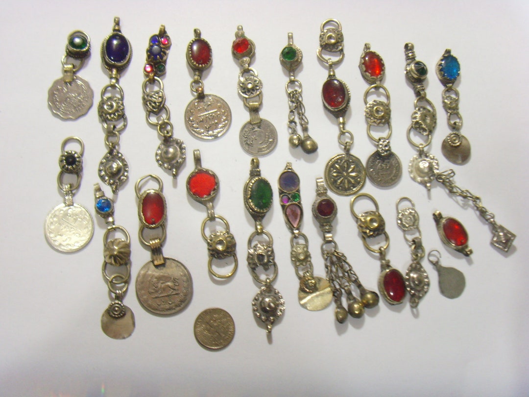 20 Antique Tribal Nomadic Jewelry Components Pendants Lot Central Asia ...