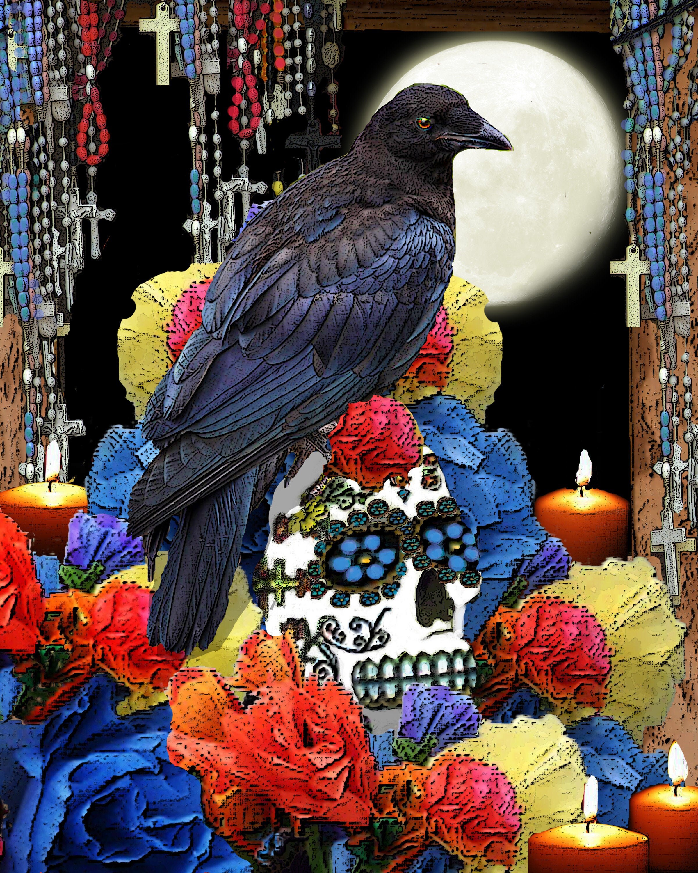 Day of the Dead Raven - Etsy