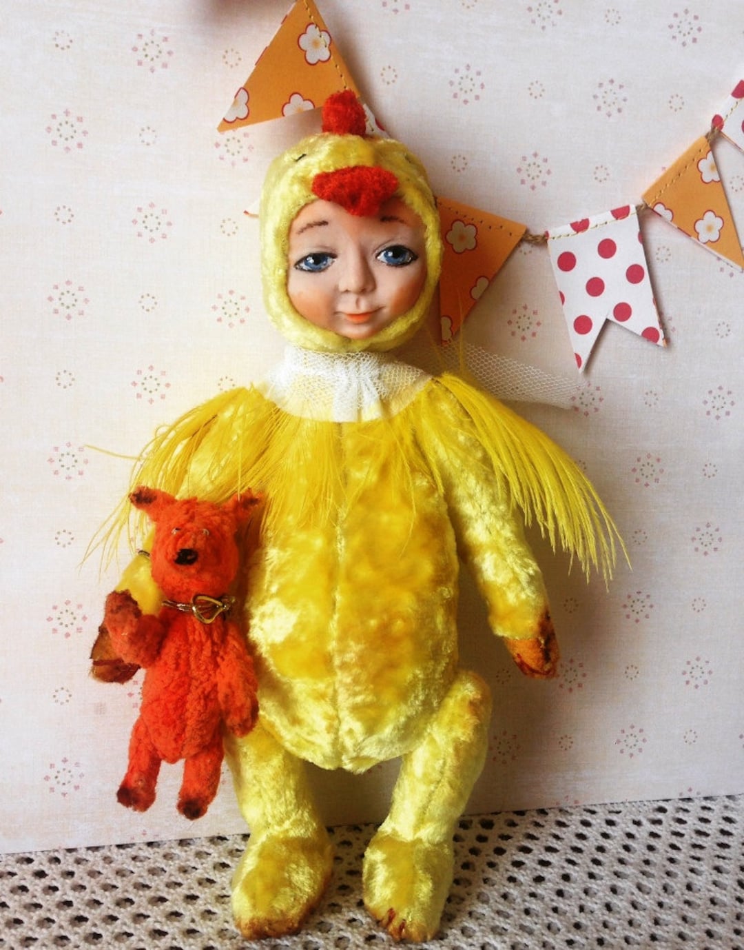 Interior Decor Collectible Teddy Doll Chicken Original - Etsy Norway