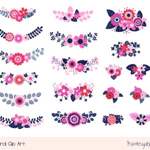 Floral Wedding Clipart Pink, Rustic Wedding Flower Clipart, Vintage ...