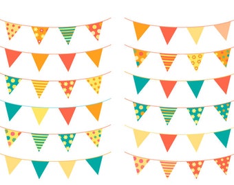 Party bunting clipart Birthday bunting clip art Colorful | Etsy