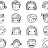 Hand Drawn Faces Clip Art, Doodle Outline Face Clipart, Black and White ...