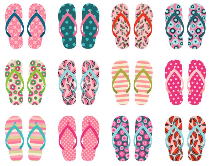 Pink Flip Flop Clipart Summer Sandal Clip Art Beach Sandals - Etsy