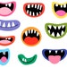 Monster Mouths Clipart Set Funny Face Element Silly Alien Teeth Clip ...