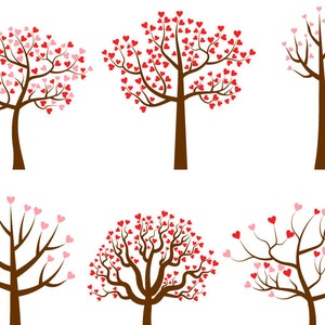 Heart Tree Clip Art, Love Tree Clipart, Colorful Tree Clipart, Pink ...