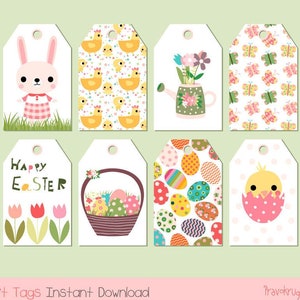 Printable Easter Gift Tags Cute Digital Easter Tags Instant - Etsy