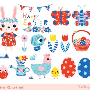 Cute Easter Clipart Spring Happy Easter Clip Art Set Easter - Etsy