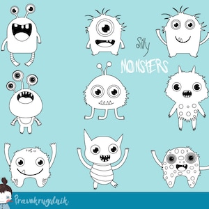 Cute Monster Clipart, Little Monster Digital Stamps, Silly Monsters ...