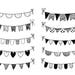 Hand Drawn Doodle Bunting Clipart, Black and White Flag Clip Art ...