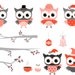 Cute Christmas Owl Clipart Set Red Grey Owl Clip Art Winter - Etsy