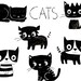 Cute Cat Clipart, Black and White Cat Clip Art, Kawaii Kitty Clipart ...