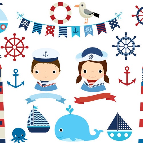 Nautical Clipart Clip Art Anchor Clipart Whale Clipart - Etsy