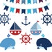 Boy Nautical Clipart, Blue Whale Clipart, Sea Anchor Clip Art, Sailing ...