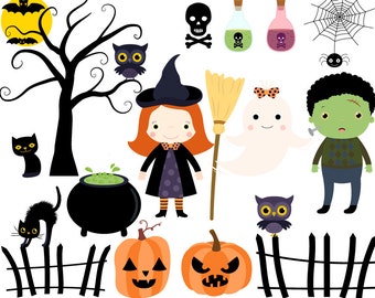 Halloween Clipart Witch Clip Art Witches Cauldron Pumpkin - Etsy