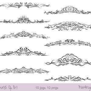 Flourish Clipart Borders, Swirl Clipart Wedding, Digital Frames and ...