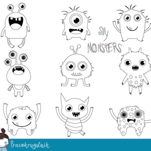 Cute Monster Clipart, Little Monster Digital Stamps, Silly Monsters ...