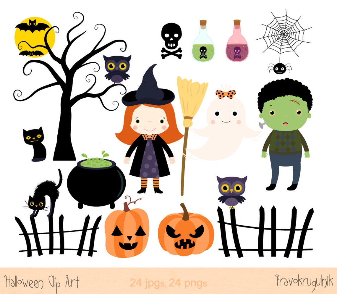 Halloween Clipart, Halloween Clip Art, Witch Hat Clipart, Pumpkin ...