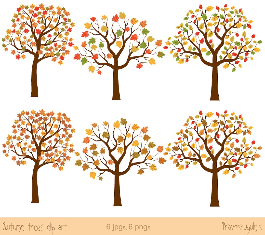 Autumn Tree Clip Art, Fall Tree Clipart, Oak Tree Clip Art, Maple Tree ...
