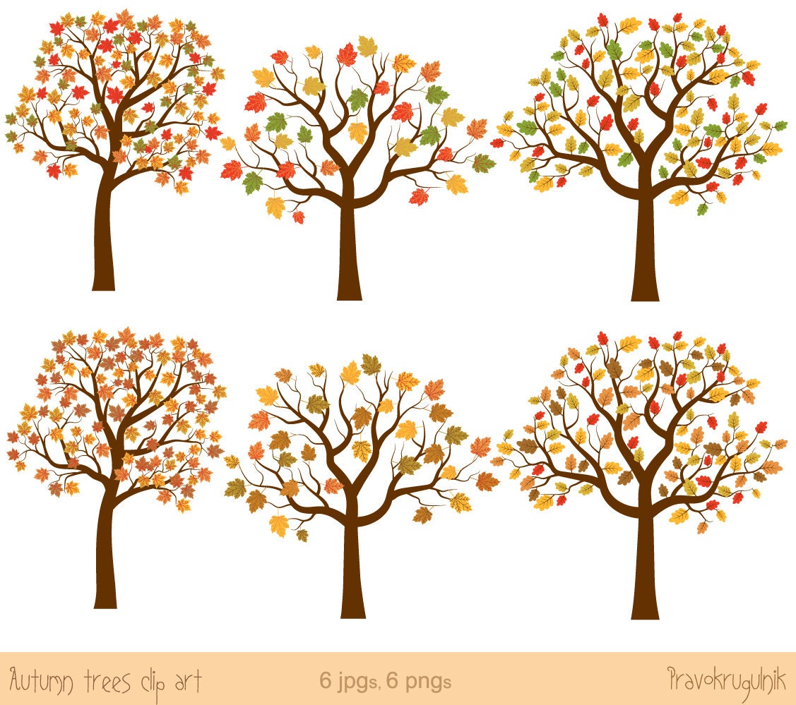 Autumn Tree Clip Art, Fall Tree Clipart, Oak Tree Clip Art, Maple Tree ...