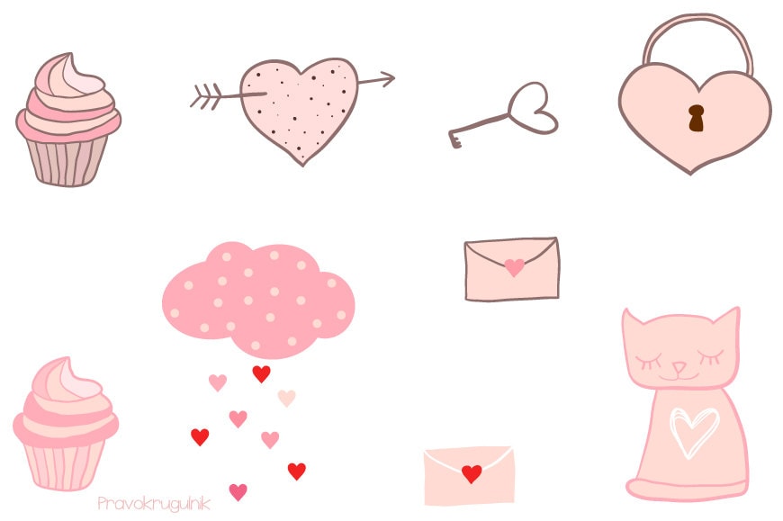 Love Clipart Collection Hand Drawn Valentine Clip Art - Etsy