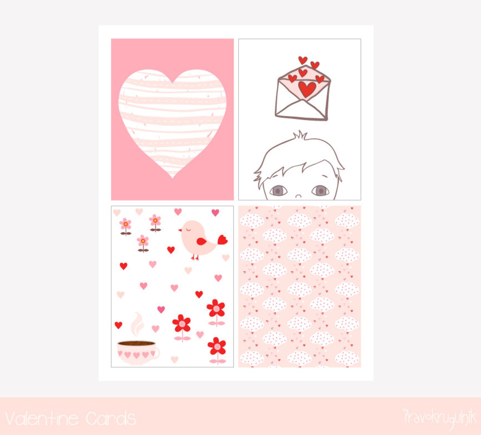 Cute Printable Valentine Card, Digital Kawaii Valentines, Printable ...