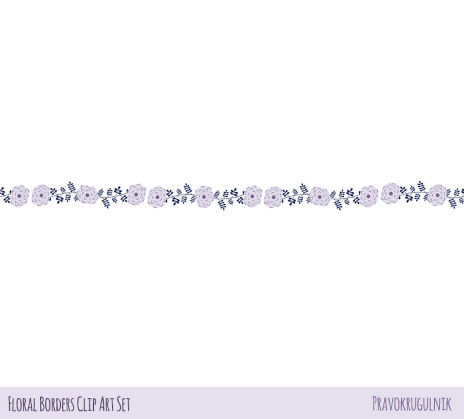 Violet Flower Border Clipart, Cute Floral Border Clip Art, Mint Wedding ...