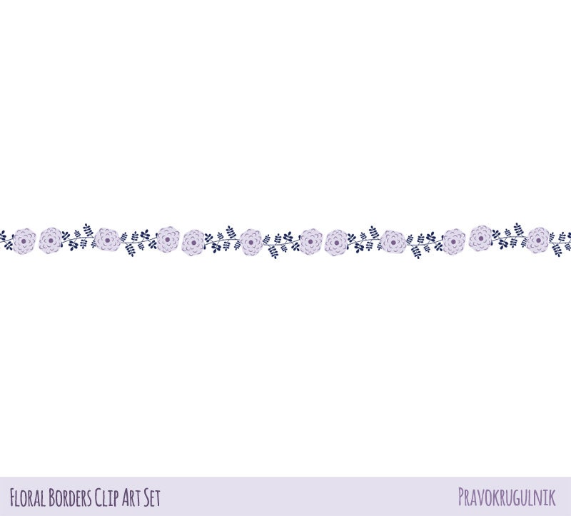 Violet Flower Border Clipart, Cute Floral Border Clip Art, Mint Wedding ...
