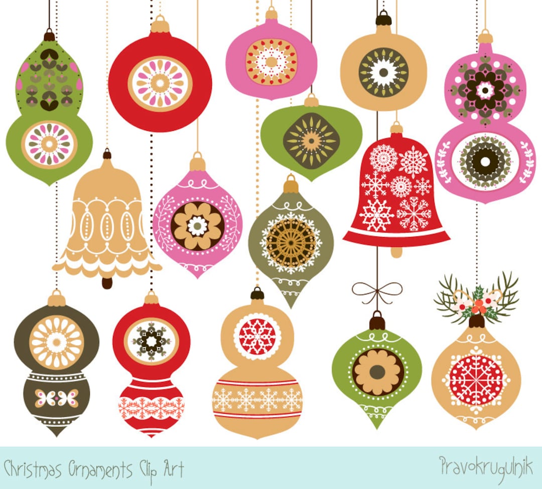 Christmas Ornament Clipart, Christmas Decor Clip Art, Christmas Tree ...