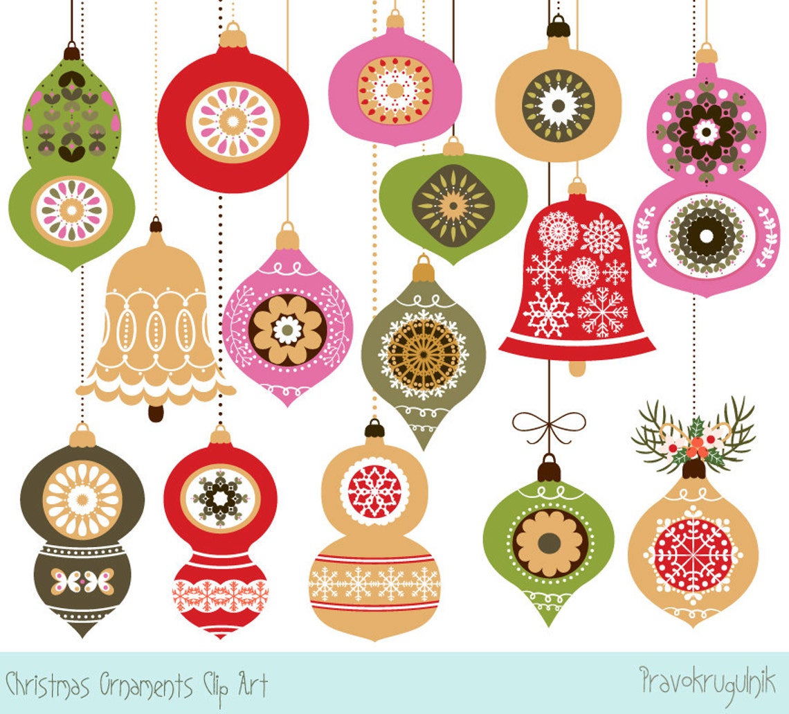 Christmas Ornament Clipart, Christmas Decor Clip Art, Christmas Tree ...
