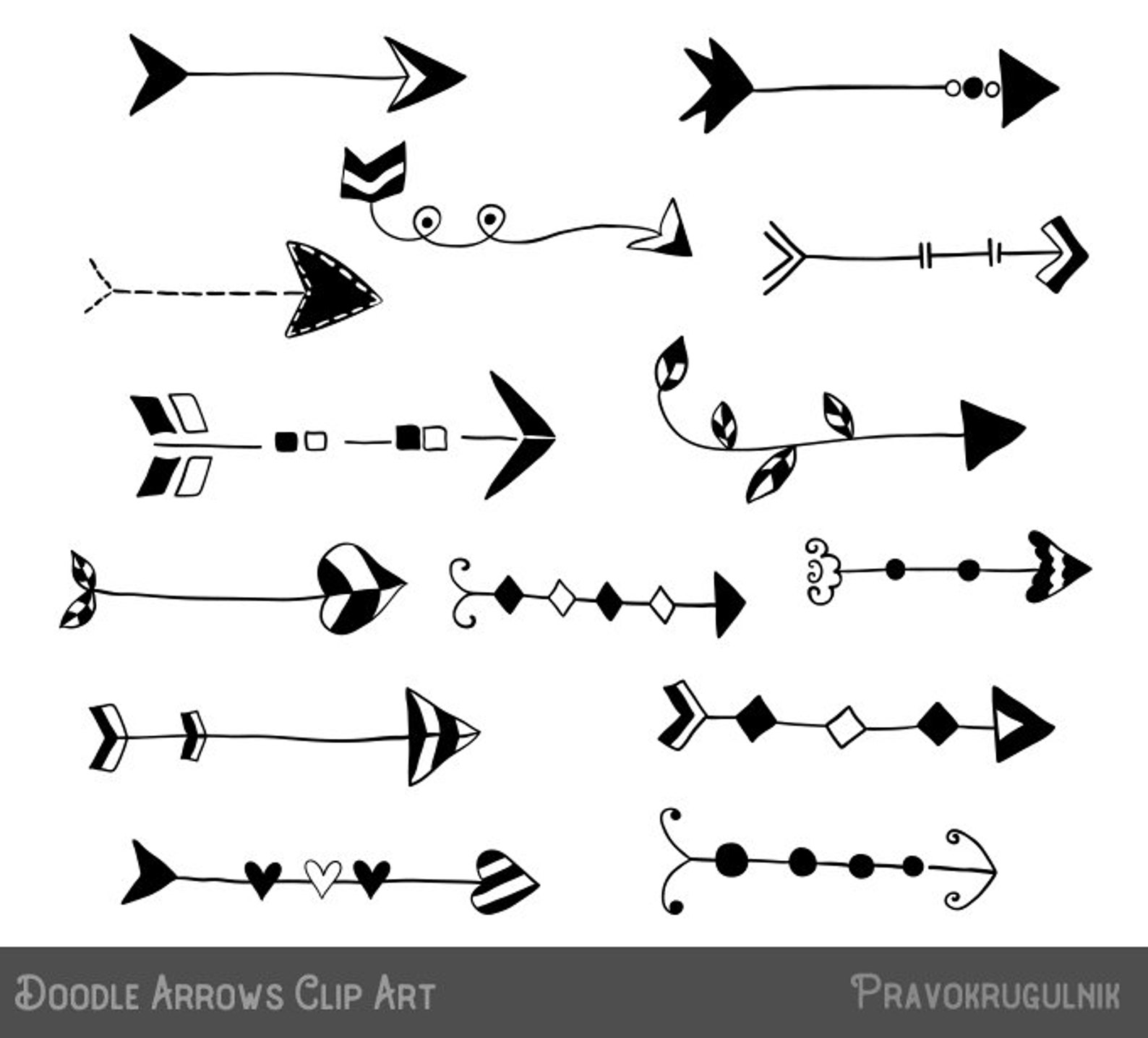 Rustic Arrow Clipart, Doodle Arrow Clipart Set, Hand Drawn Arrow Clip ...