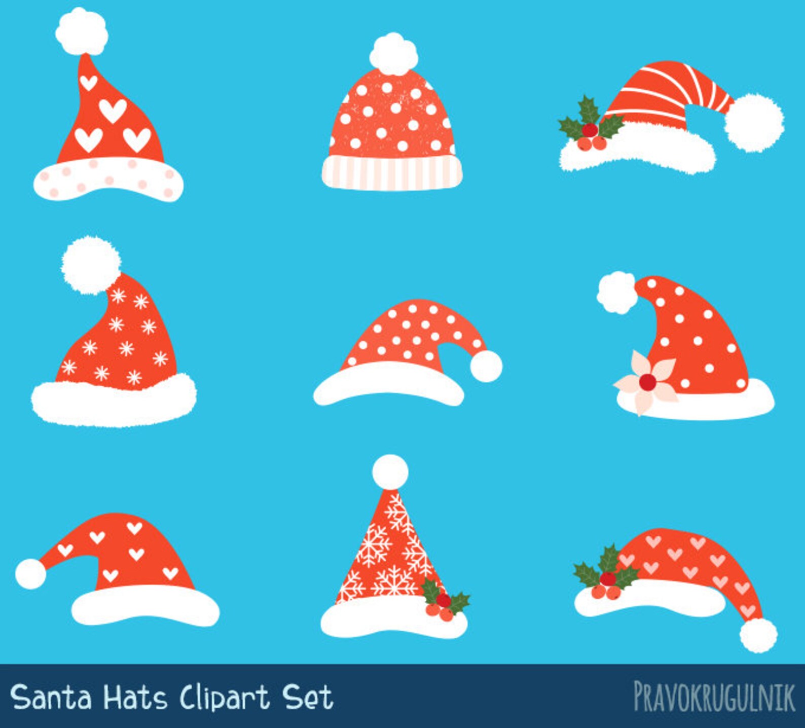 Cute Santa Hat Clipart, Santa Claus Hat Clip Art, Funny Christmas Hat ...