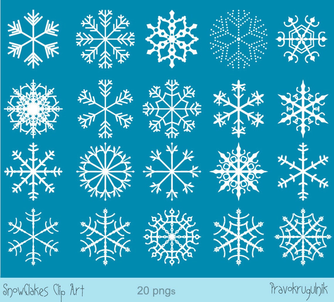 White Snowflake Clipart, Winter Clip Art, Christmas Frozen Snowflake - Etsy