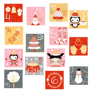 Printable Advent Calendar Numbers, Digital Christmas Countdown Calendar ...