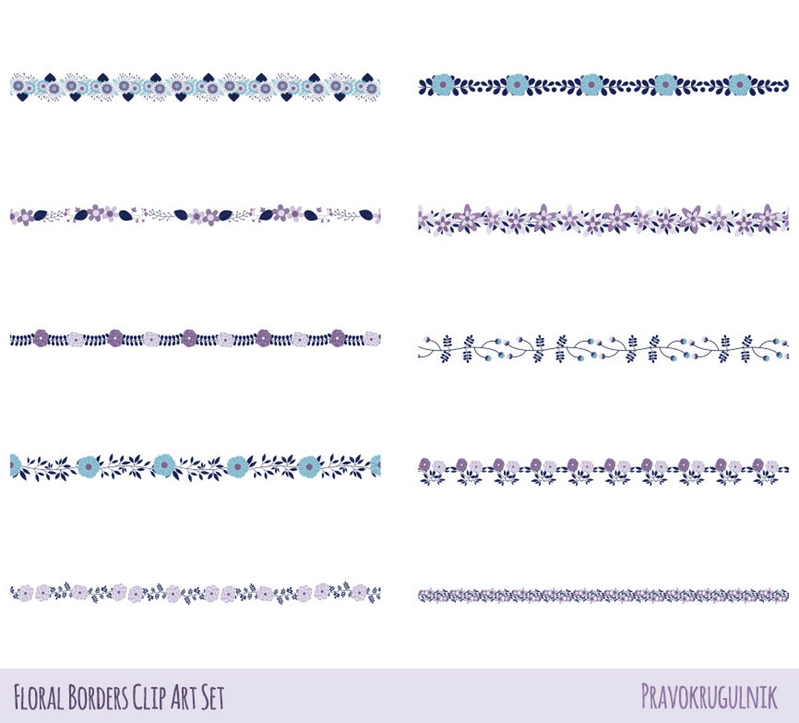 Violet Flower Border Clipart, Cute Floral Border Clip Art, Beautiful ...