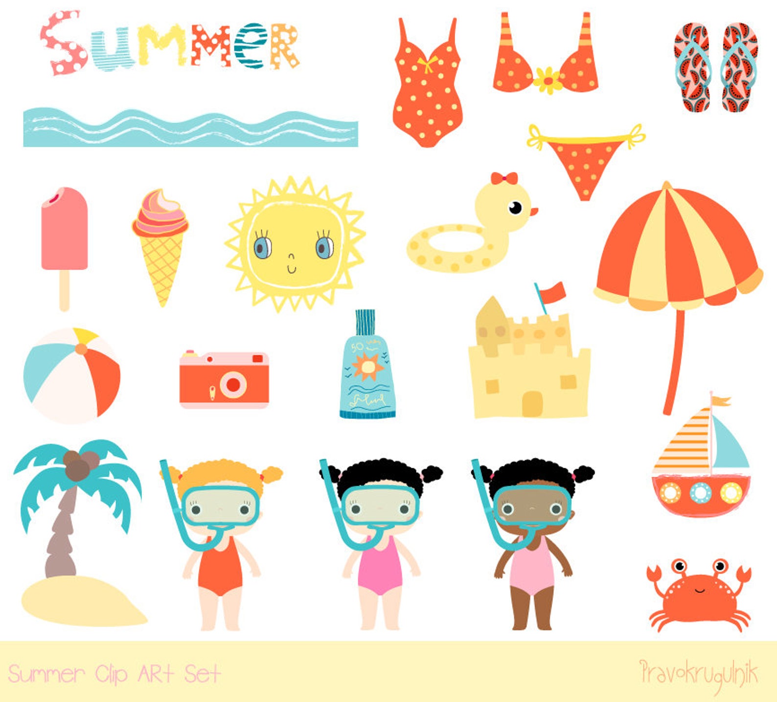 Cute Summer Clipart Beach Clipart Vacation Clip Art Holiday - Etsy