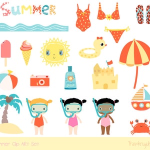 Cute Summer Clipart Beach Clipart Vacation Clip Art Holiday - Etsy