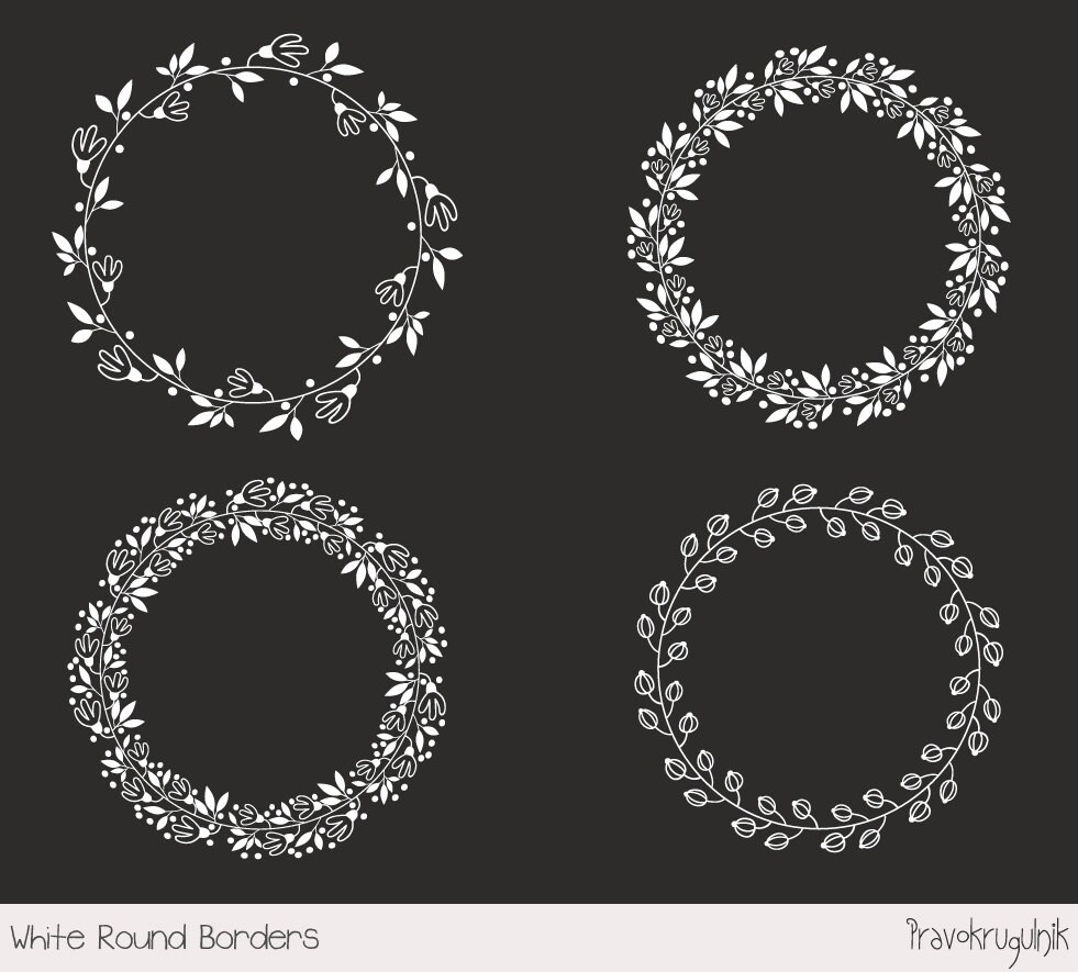 White Frame Clipart Collection, Leaf Circle Frame Clipart, Elegant ...