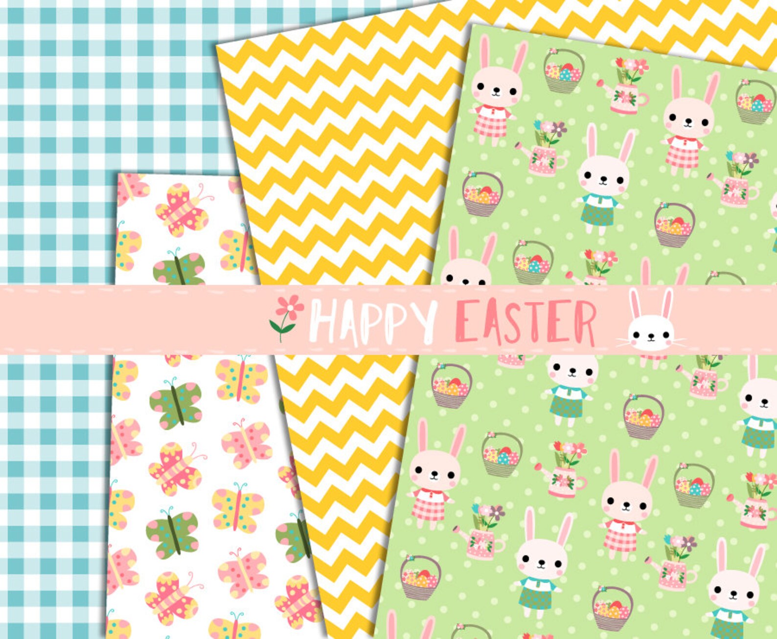 Easter Digital Paper, Printable Digital Scrapbook Paper, Cute Digital ...