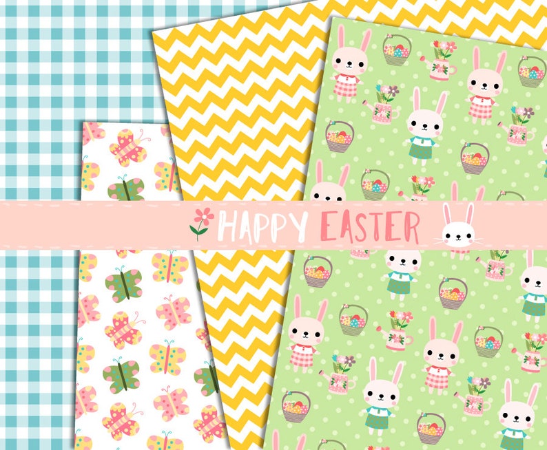 Easter Digital Paper, Printable Digital Scrapbook Paper, Cute Digital ...