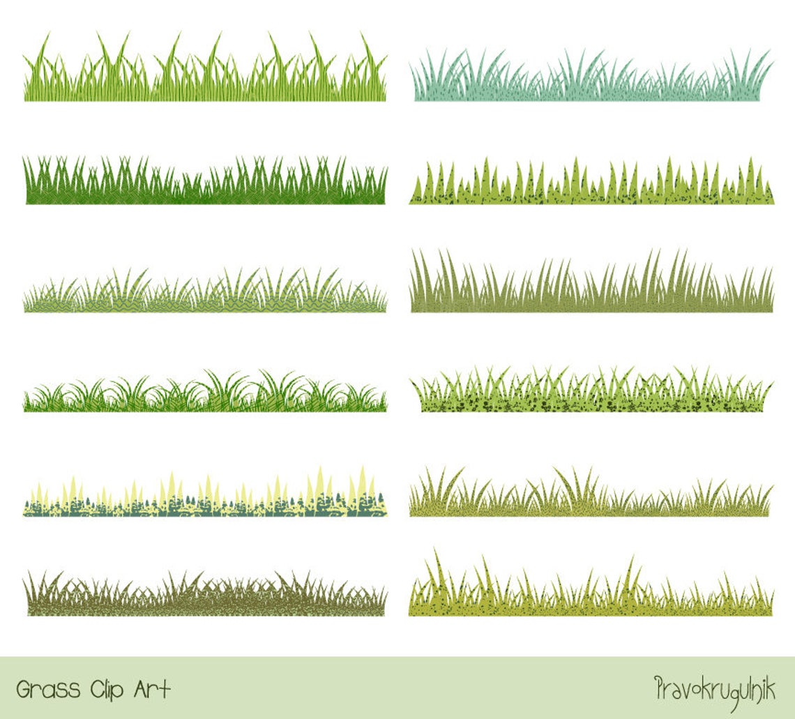 Green Grass Clip Art Spring Grass Clipart Horizontal Grass - Etsy