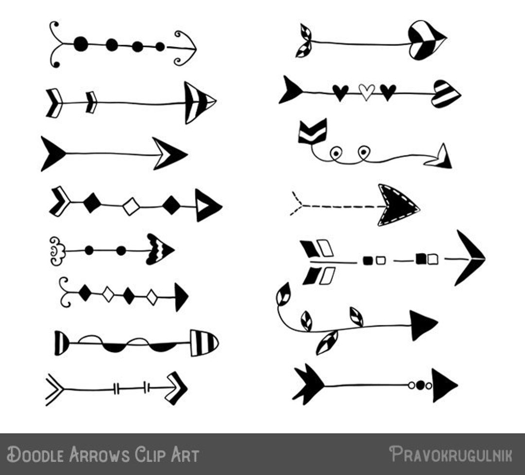Rustic Arrow Clipart, Doodle Arrow Clipart Set, Hand Drawn Arrow Clip ...
