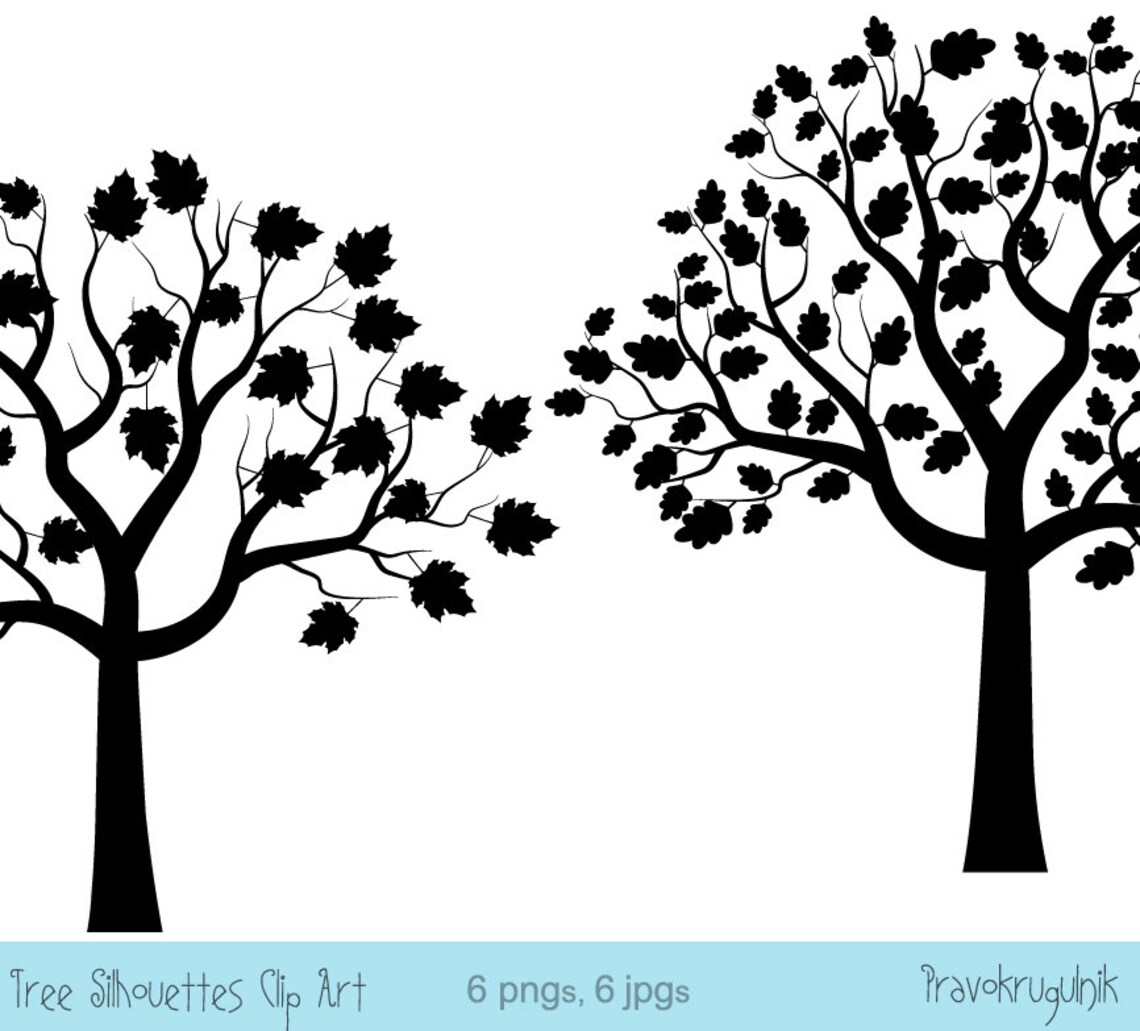 Wedding Tree Silhouette Clip Art, Black Fingerprint Tree Graphic ...