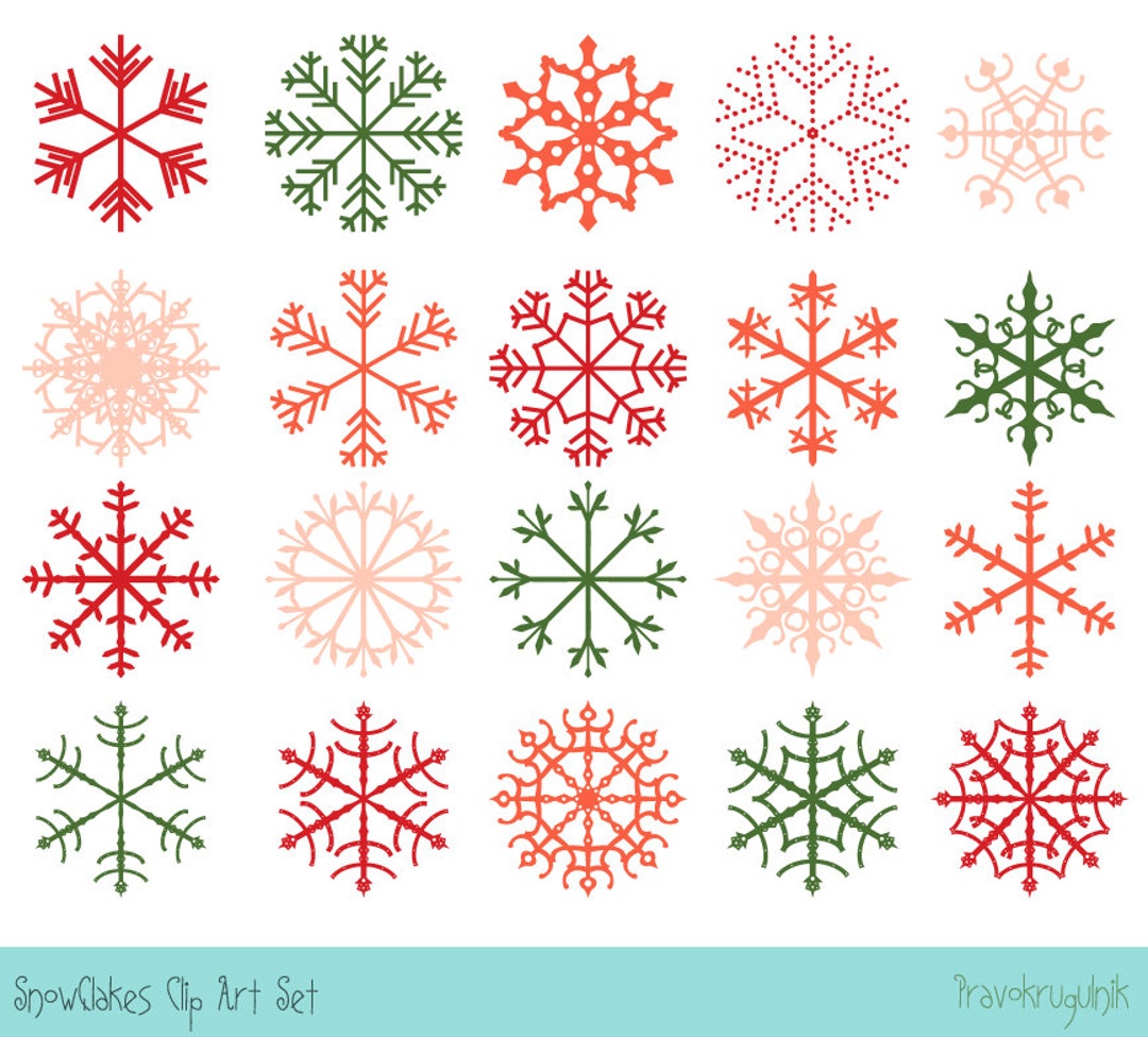 Instant Download Christmas Snowflake Clip Art, Red Snowflake Clipart ...