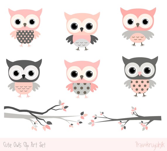 Baby Girl Owls Clip Art