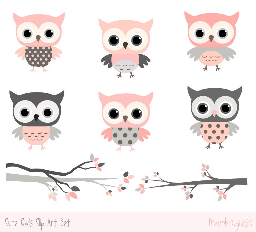 Girl Owl Baby Shower Border Clip Art